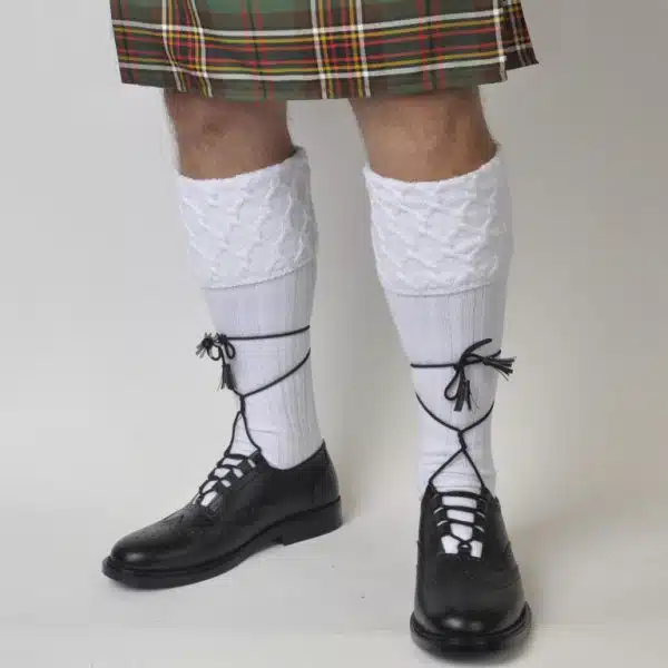 Deluxe White Cable Knit Kilt Hose - Sport Kilt